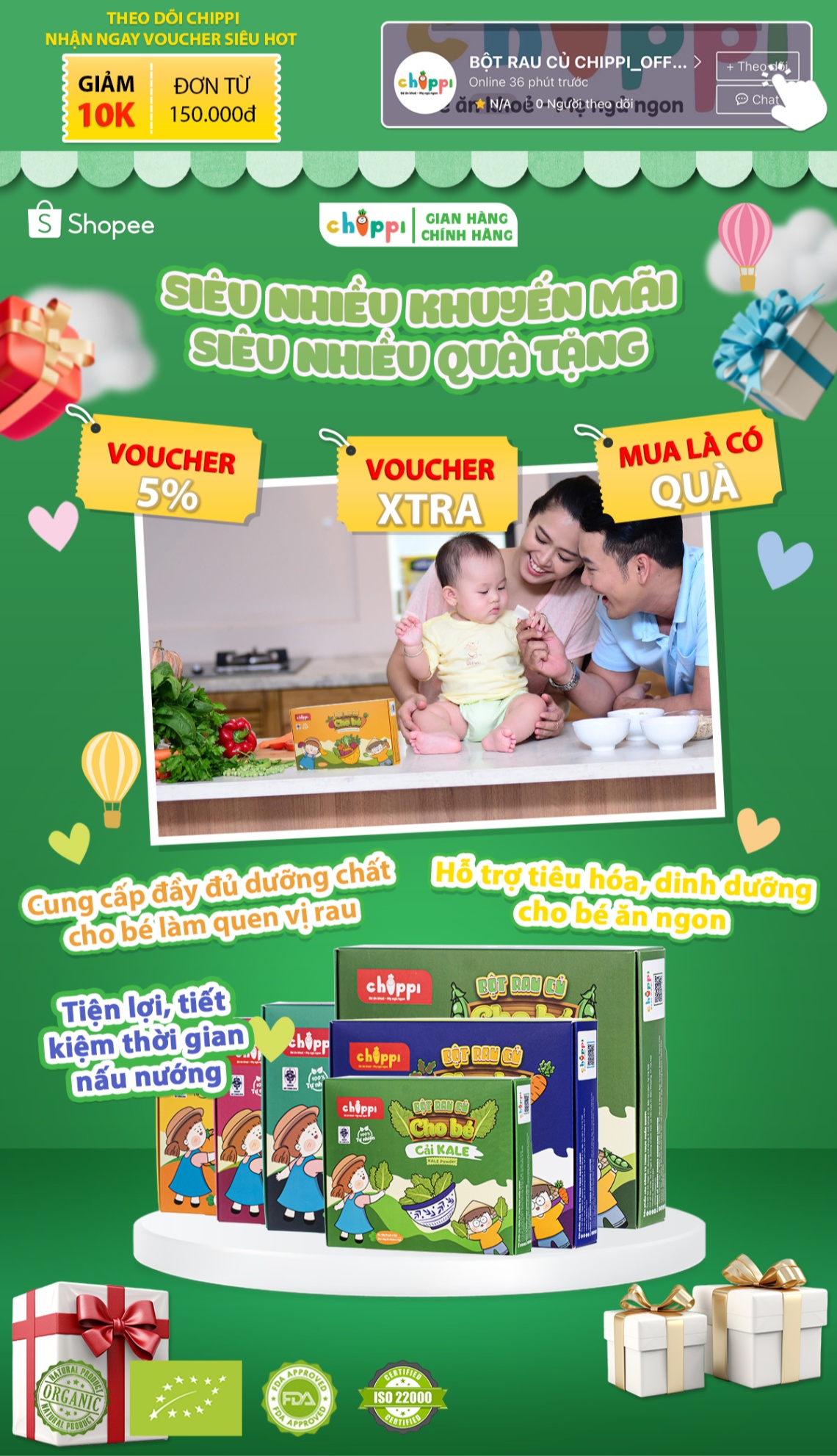 BỘT RAU CỦ CHIPPI_OFFICIAL, Cửa hàng trực tuyến | Shopee Việt Nam